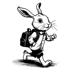 Bunny goes to school cute sketch character design Vector Image
