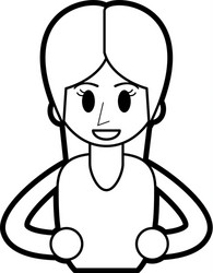 Flat line uncolored standing woman over white Vector Image