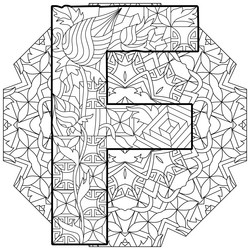 Mandala with letter f for coloring Royalty Free Vector Image