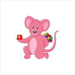 Adorable pink mouse cartoon character laughing Vector Image