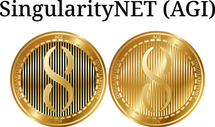 Set of physical golden coin singularitynet agi Vector Image