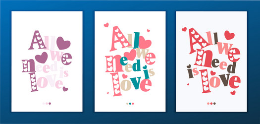 Valentines card set Royalty Free Vector Image - VectorStock