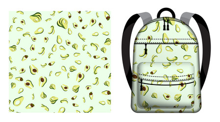 Children school backpack decorated avocado fruit Vector Image