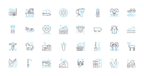 Cropland linear icons set agriculture harvest Vector Image