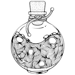 Round vial with liquid line art Royalty Free Vector Image