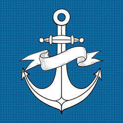 Anchor blue hand drawn sketch on lined paper Vector Image