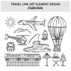 Set of travel line art element template design Vector Image