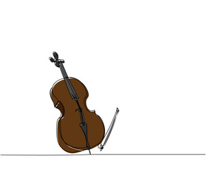 Cello one line art continuous drawing Royalty Free Vector