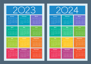 Colorful calendar for 2023 2024 years week Vector Image