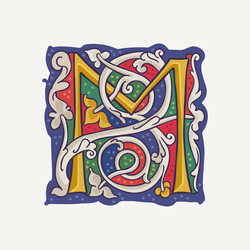 R letter drop cap logo with interlaced vine Vector Image