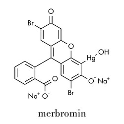Merbromin topical antiseptic molecule used Vector Image