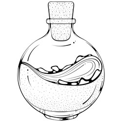Heart shaped vial with magic liquid line art Vector Image