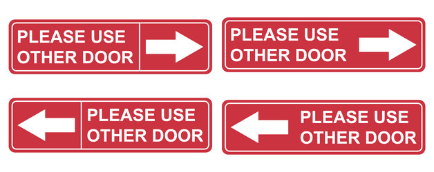 Set of please use other door graphic icon Vector Image
