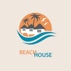 Beach house logo set Royalty Free Vector Image