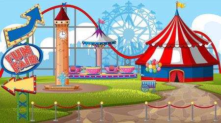 Colorful Fun Fair Scene Royalty Free Vector Image