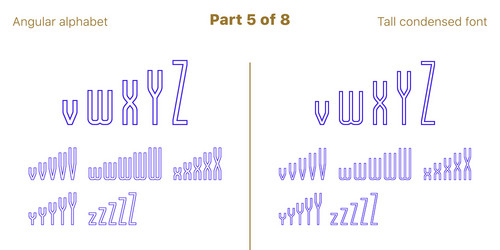 Condensed outlined sans serif font angular Vector Image