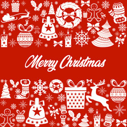 Merry christmas colorful icon elements card white Vector Image