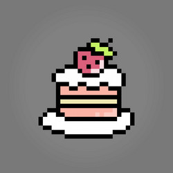 Pixel 8 bit a piece of cake birthday cake Vector Image