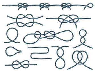 Set nautical rope knots marine knot Royalty Free Vector