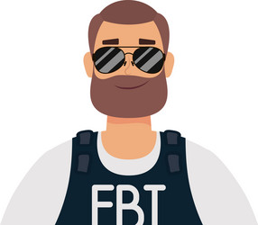 Young man with beard fbi agent Royalty Free Vector Image