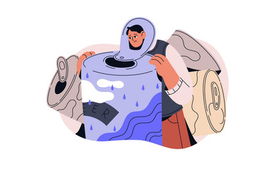 Alcoholism Addiction Problems Concept Tiny Vector Image