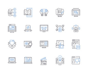 Cybersecurity outline icons collection Royalty Free Vector