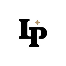 Lp l p letter logo design with swoosh and black Vector Image