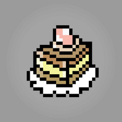 Pixel 8 bit a piece of cake birthday cake Vector Image