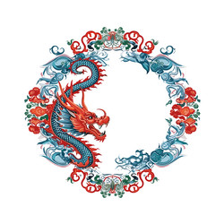 Round dragon graphic tattoo element Royalty Free Vector