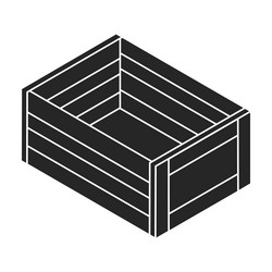Wooden box icon isometric black logo Royalty Free Vector