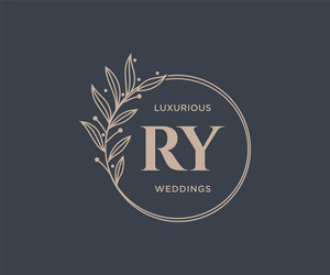 Ry initials letter wedding monogram logos Vector Image