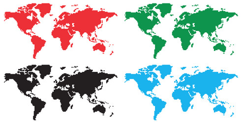 Color world map with names countries Royalty Free Vector