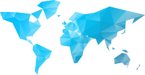 Low poly map of world in shades grey Royalty Free Vector