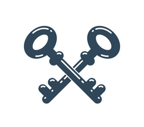 Two vintage keys crossed logo emblem or symbol Vector Image