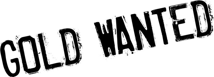 Gold wanted rubber stamp Royalty Free Vector Image