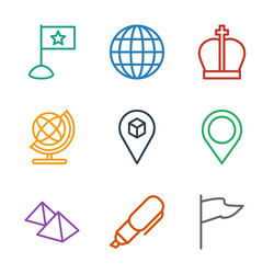 Collection 3d map pointers with world Royalty Free Vector