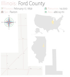Map of ford county in illinois Royalty Free Vector Image