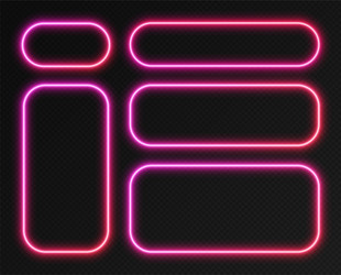 Pink neon rectangle frame template on transparent Vector Image