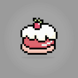 Pixel 8 bit a piece of cake birthday cake Vector Image