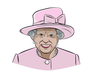 Set of linear profile portraits queen elizabeth Vector Image