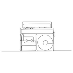 Continuous line drawing of retro radio cassette Vector Image