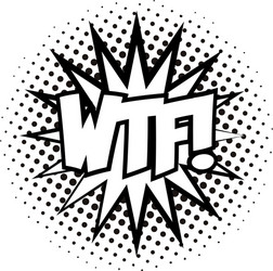 Expression splash with wtf word pop art fill style