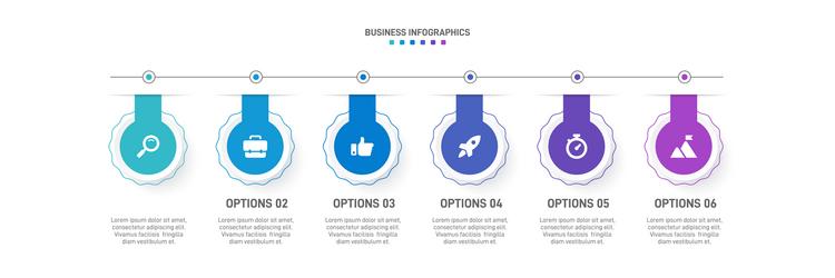 Horizontal progress bar featuring 6 arrow-shaped Vector Image