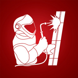 Welding with sparks welder working on big gear Vector Image