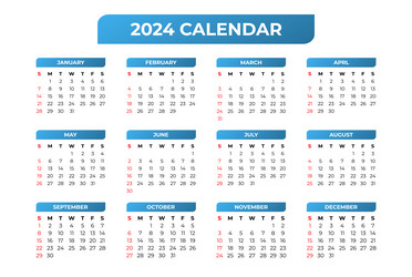 2024 calendar Royalty Free Vector Image - VectorStock