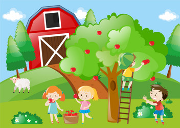 Happy school children stand Royalty Free Vector Image