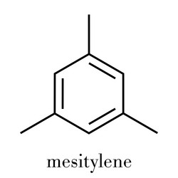 Mesitylene aromatic hydrocarbon molecule Vector Image