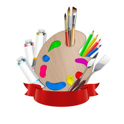 Realistic artist tools collection Royalty Free Vector Image