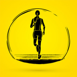Athlete runner running back view Royalty Free Vector Image