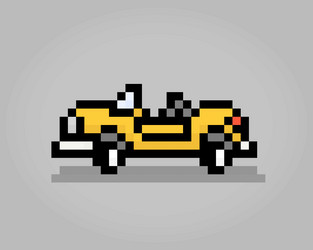 8 bit pixel classic car mini type transport Vector Image